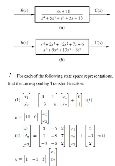 Solved 3 For each of the following state space | Chegg.com
