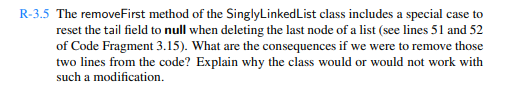 Solved −35 The Removefirst Method Of The Singlylinkedlist 