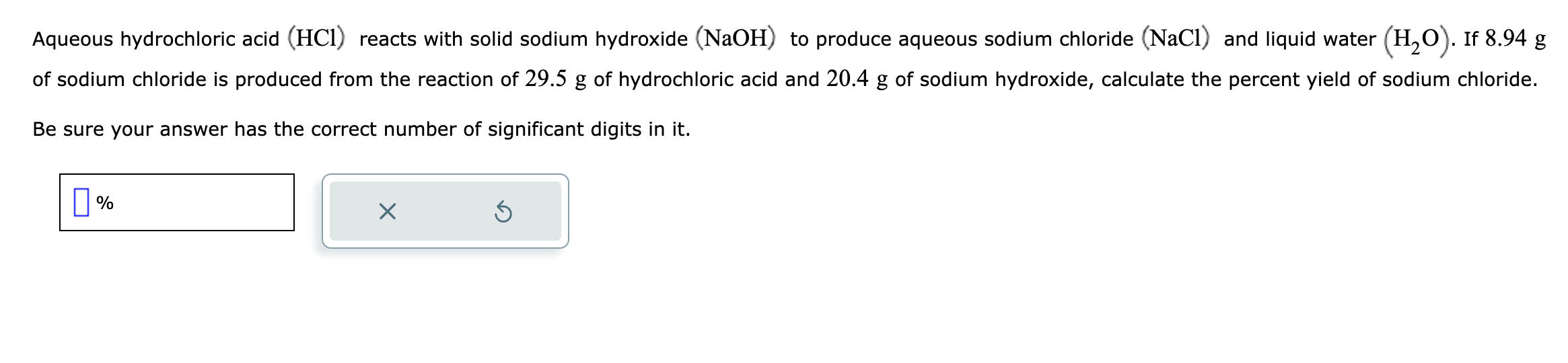 Solved Aqueous hydrochloric acid (HCl) reacts with solid | Chegg.com