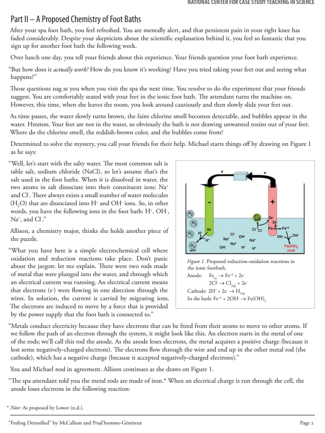 Solved Part II - A Proposed Chemistry of Foot Baths After | Chegg.com