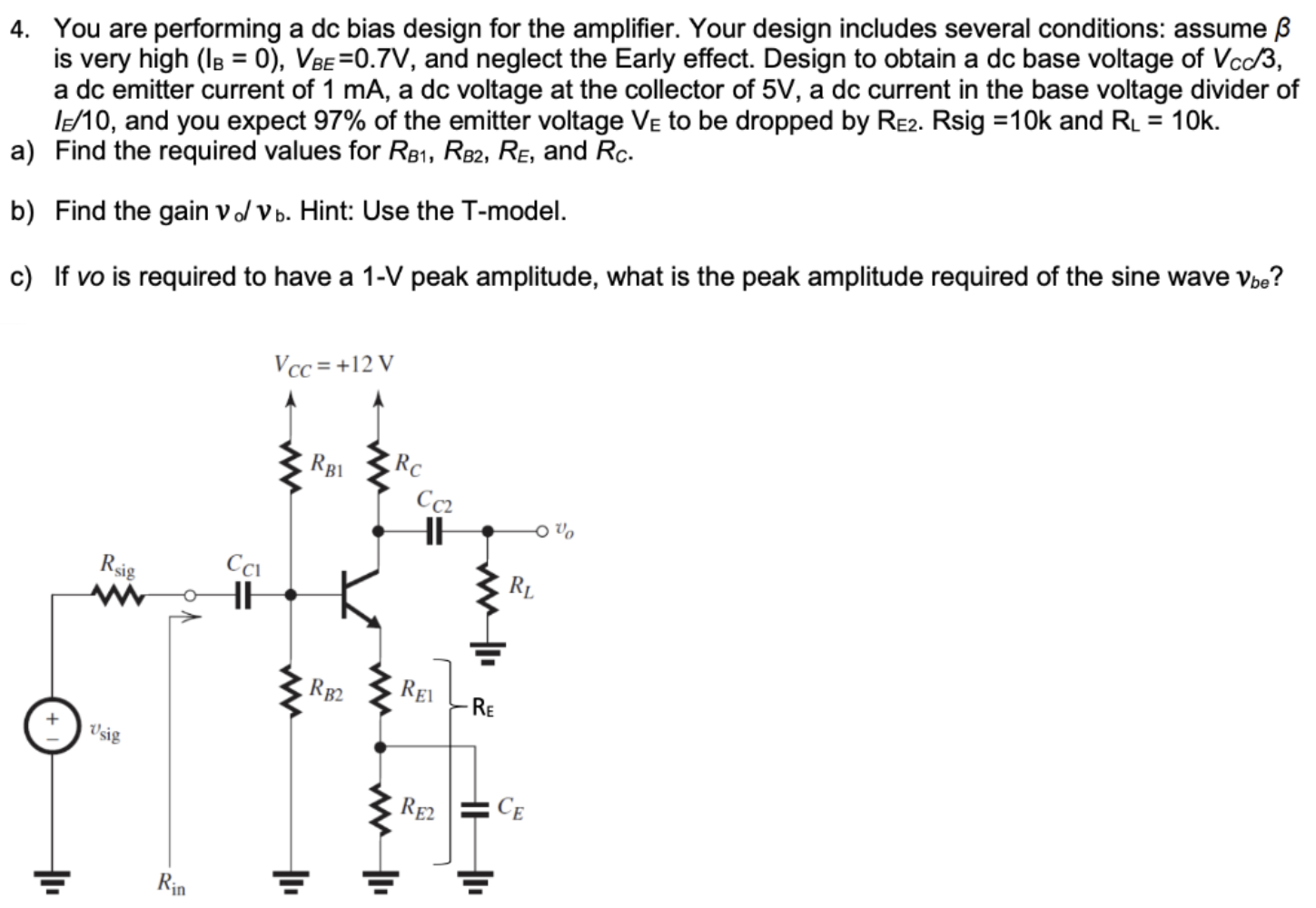 4. You are performing a dc bias design for the | Chegg.com