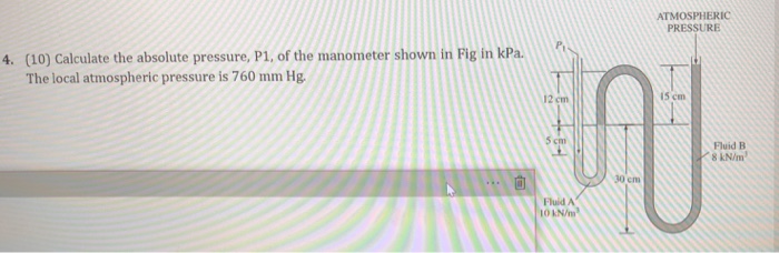 Solved ATMOSPHERIC PRESSURE Pt 4. (10) Calculate the | Chegg.com