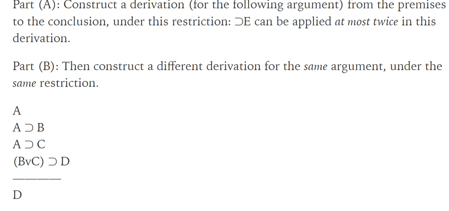Solved Part (A): Construct a derivation (for the following | Chegg.com