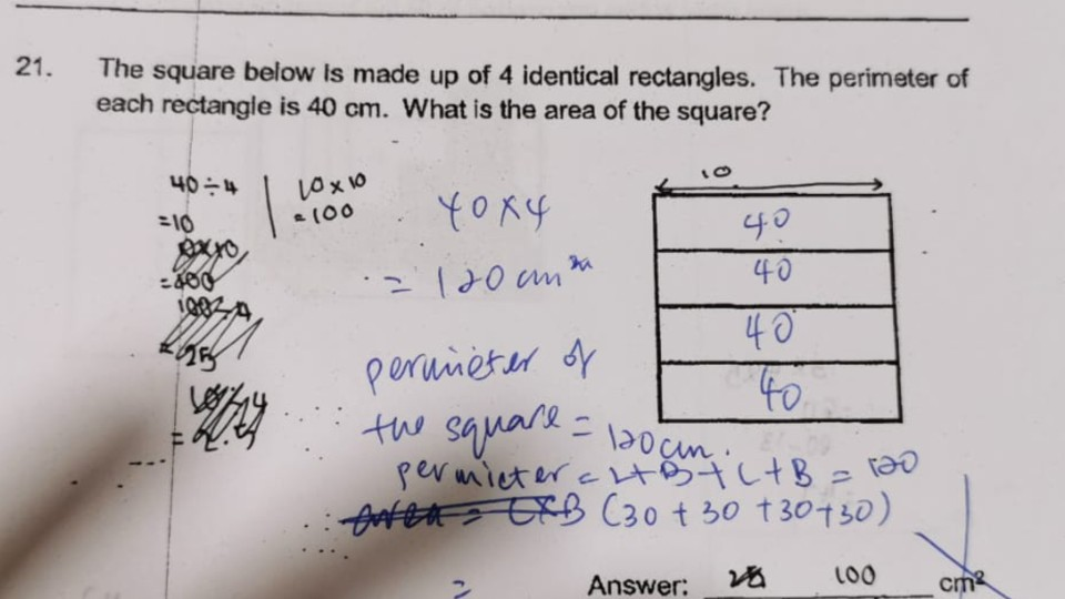 Solved 21 The square below Is made up of 4 identical | Chegg.com
