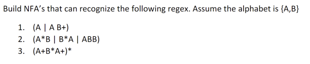 Solved Build NFA's that can recognize the following regex. | Chegg.com