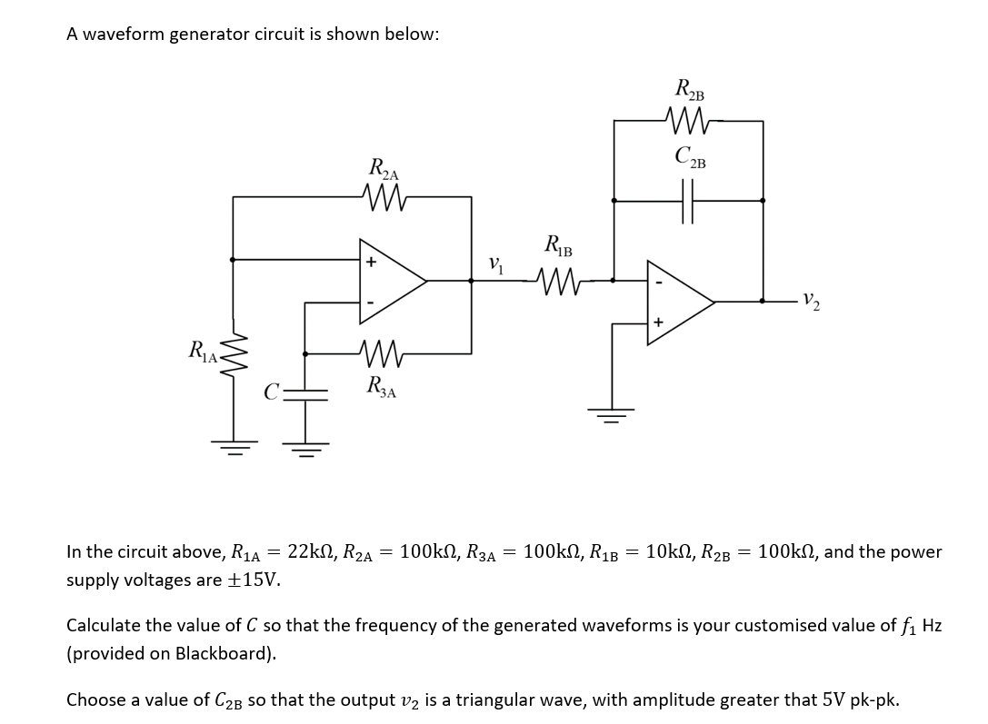 Solved A waveform generator circuit is shown below: In the | Chegg.com