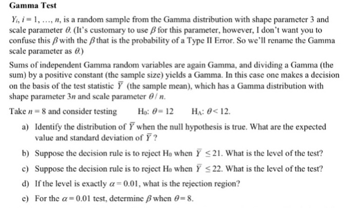 Y_i, i = 1, ..., n, is a random sample from the Gamma | Chegg.com