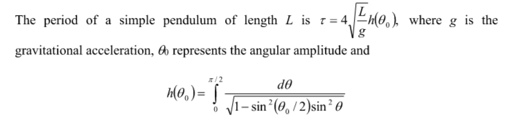 Solved The period of a simple pendulum of length L is | Chegg.com