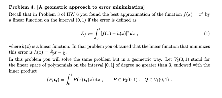 Solved Problem 4. (A geometric approach to error | Chegg.com