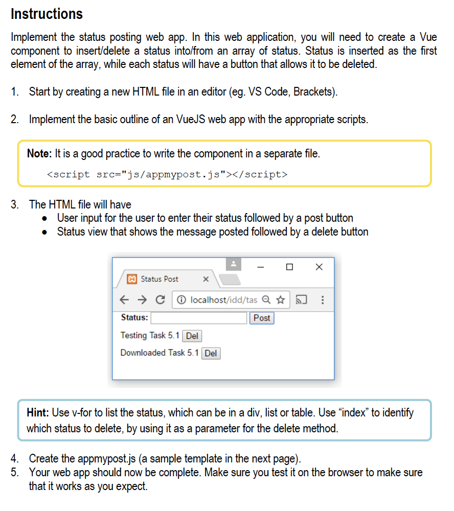 Answer Only needed using VUE JS not using vanilla | Chegg.com