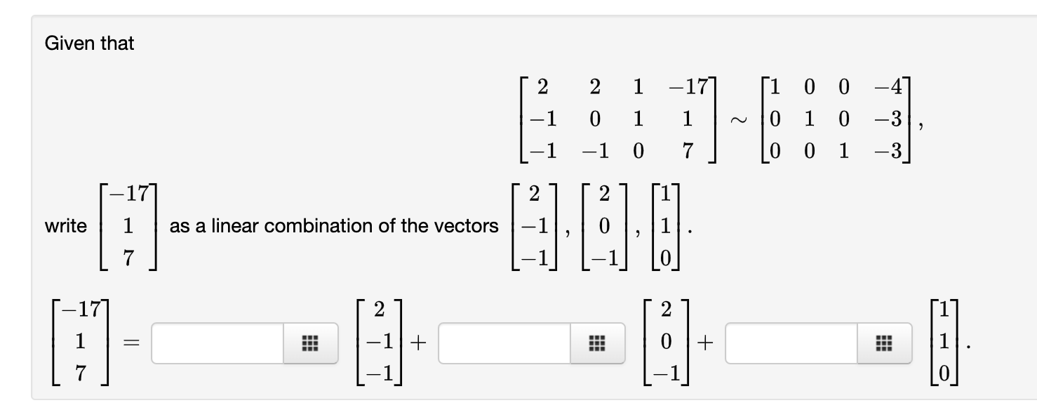 Solved A=[13−2−6−5−1526] Describe all solutions of Ax=0. | Chegg.com