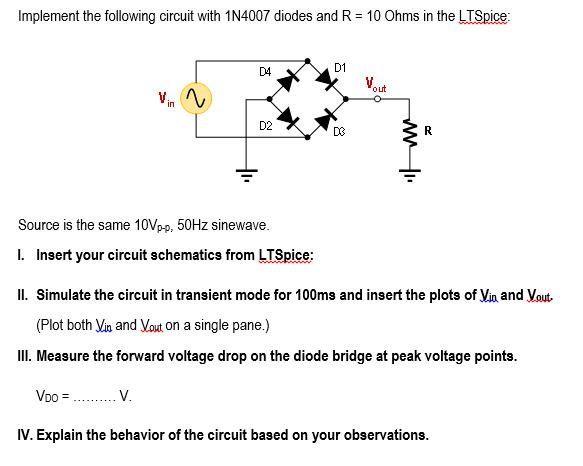 Solved Implement the following circuit with 1N4007 diodes | Chegg.com