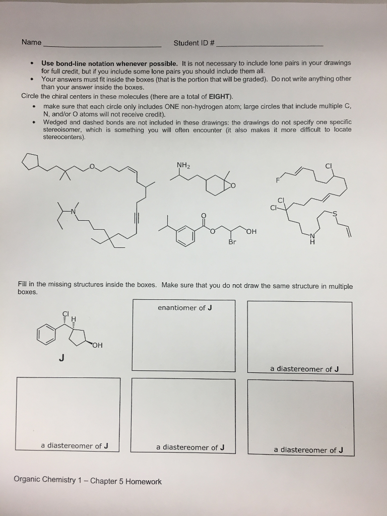 Solved Name Student ID # . Use bond-line notation whenever | Chegg.com
