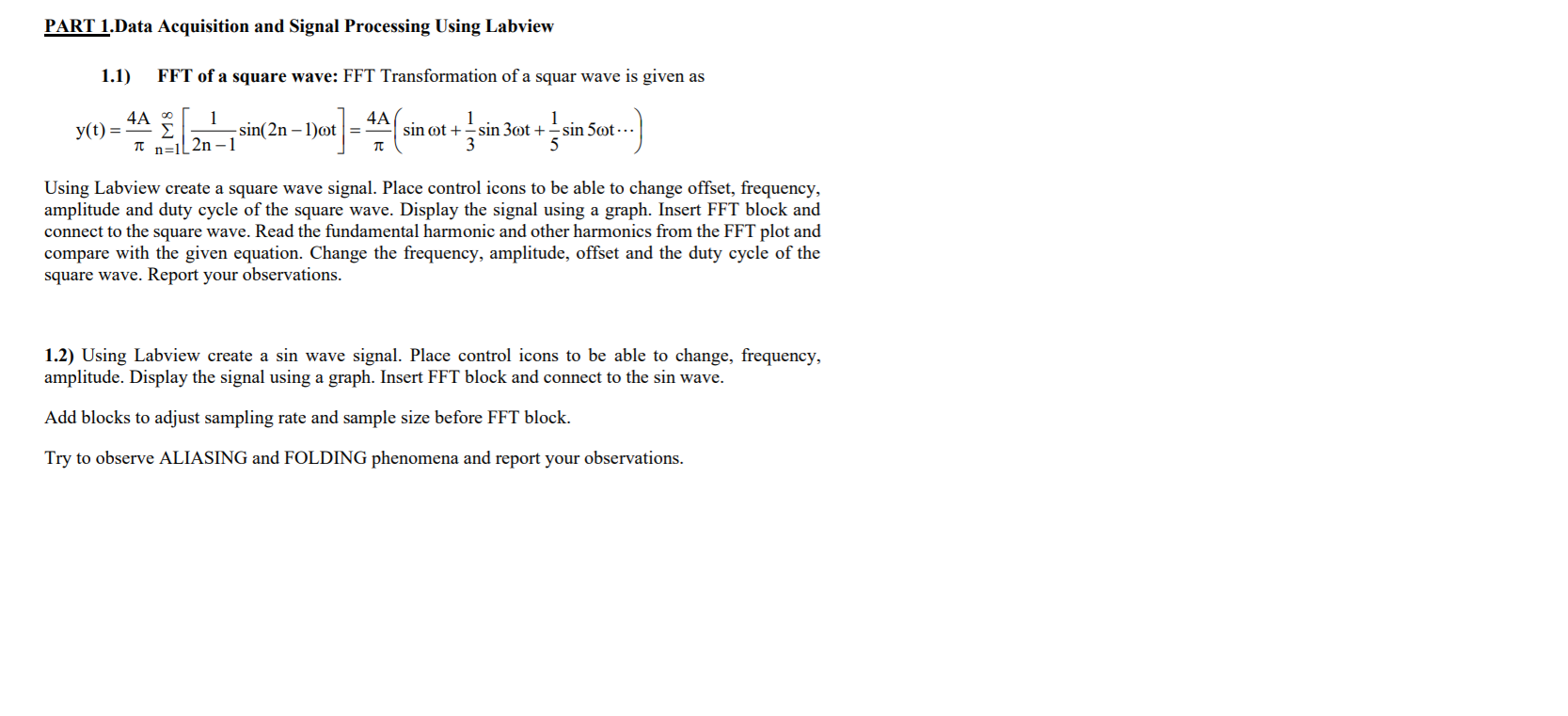 Using Labview create a square wave signal. Place | Chegg.com