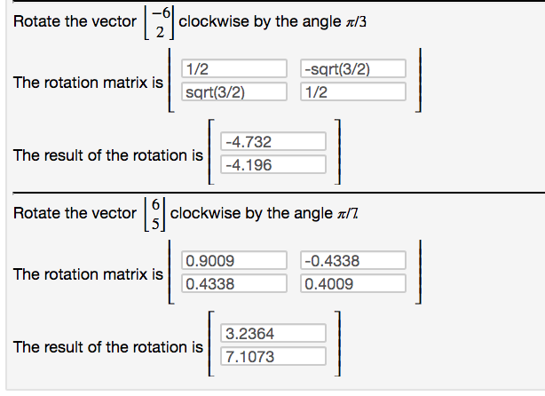 Solved Rotate the vector [2] clockwise by the angle a/3 The | Chegg.com