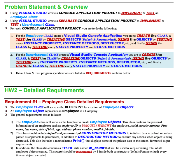 Solved Problem Statement & Overview Using VISUAL STUDIO, | Chegg.com