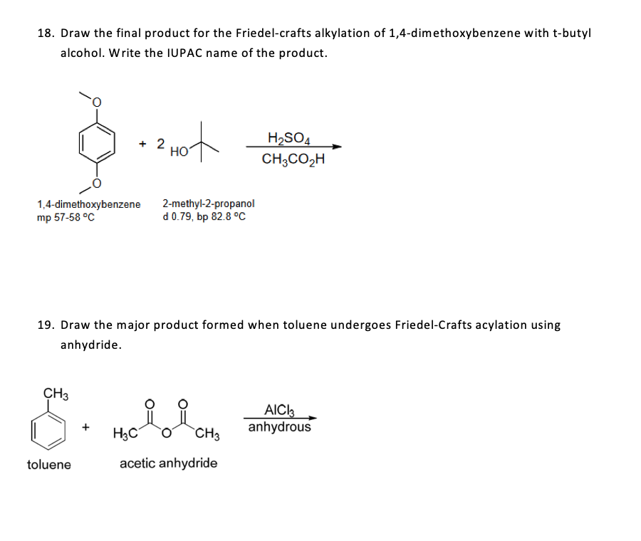 Solved 18. Draw the final product for the Friedel-crafts | Chegg.com