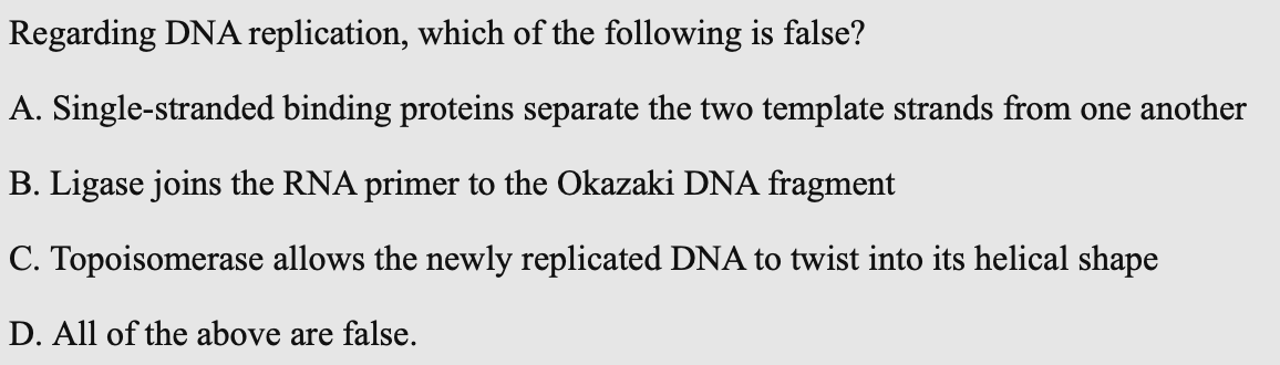 Solved Regarding DNA replication, which of the following is | Chegg.com
