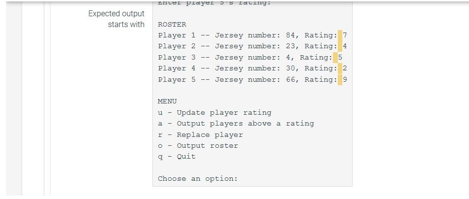 Solved 8.14 LAB*: Program: Soccer team roster This program | Chegg.com