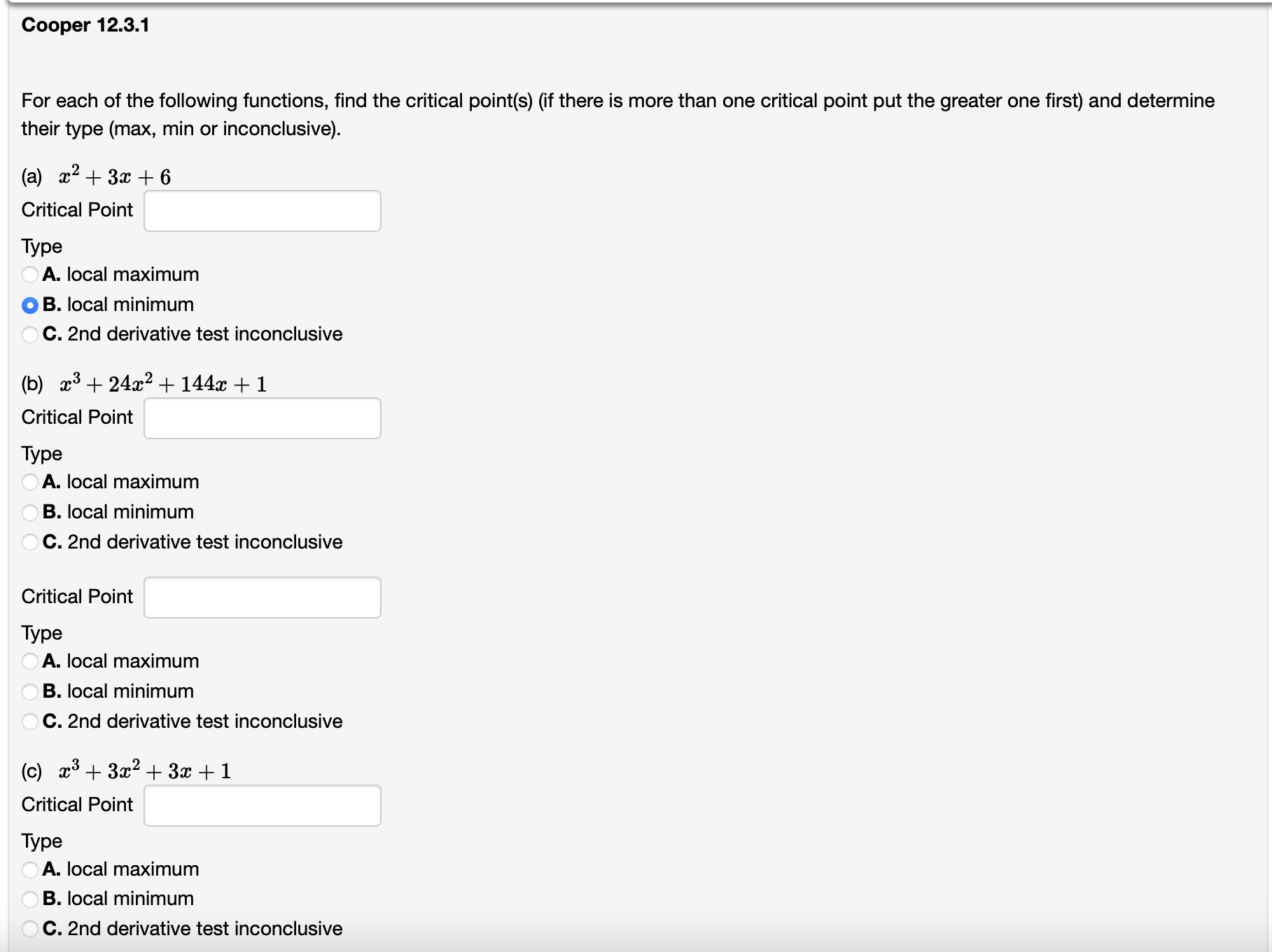 Solved For each of the following functions, find the | Chegg.com