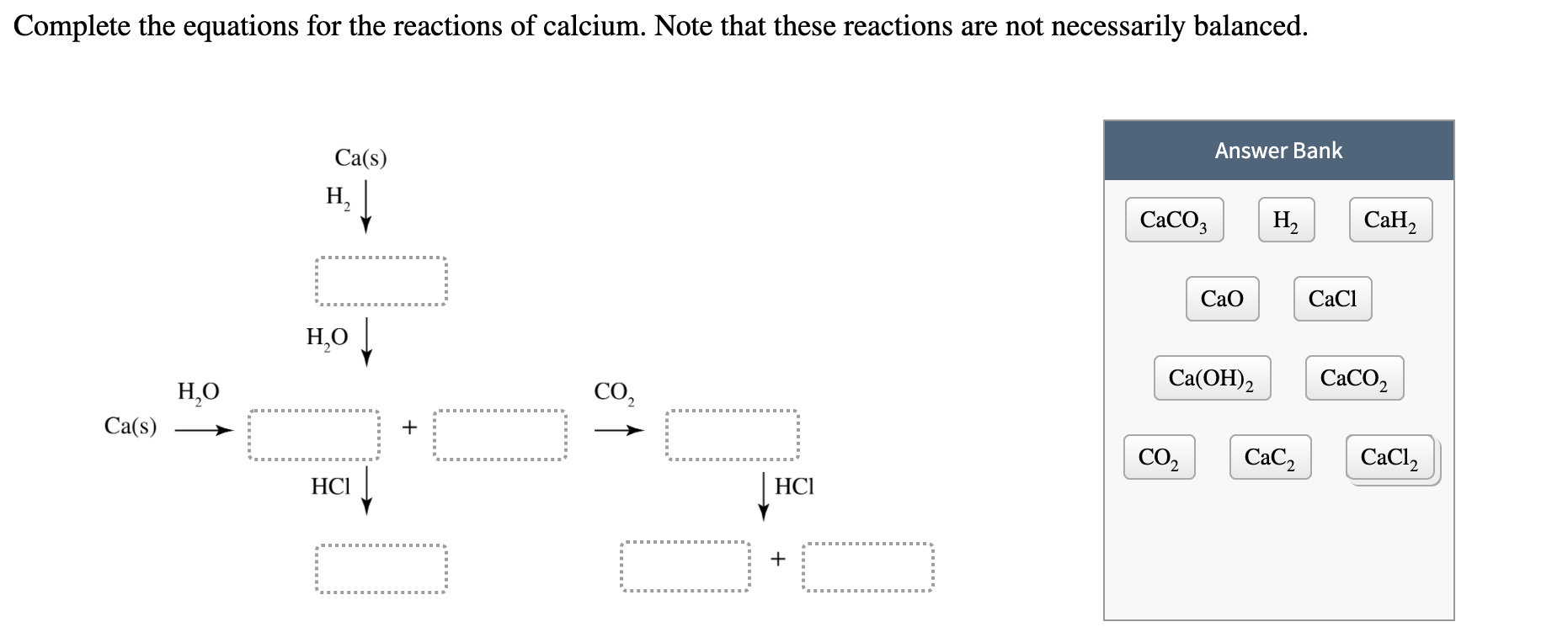 Solved Complete the equations for the reactions of calcium. | Chegg.com
