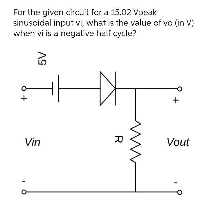 Solved For the given circuit for a 15.02 Vpeak sinusoidal | Chegg.com