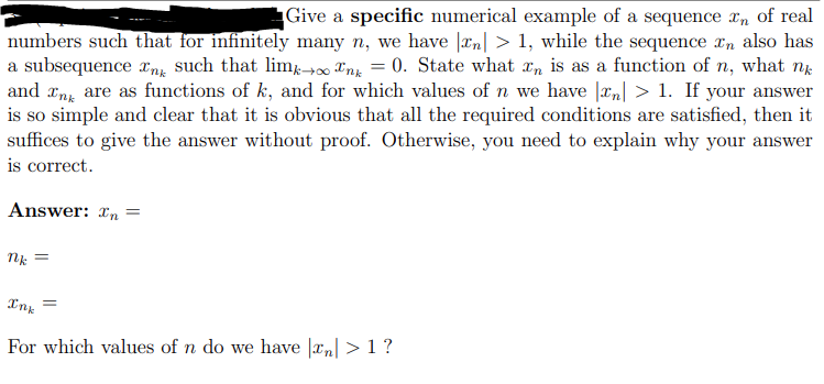 Solved Give a specific numerical example of a sequence In of | Chegg.com