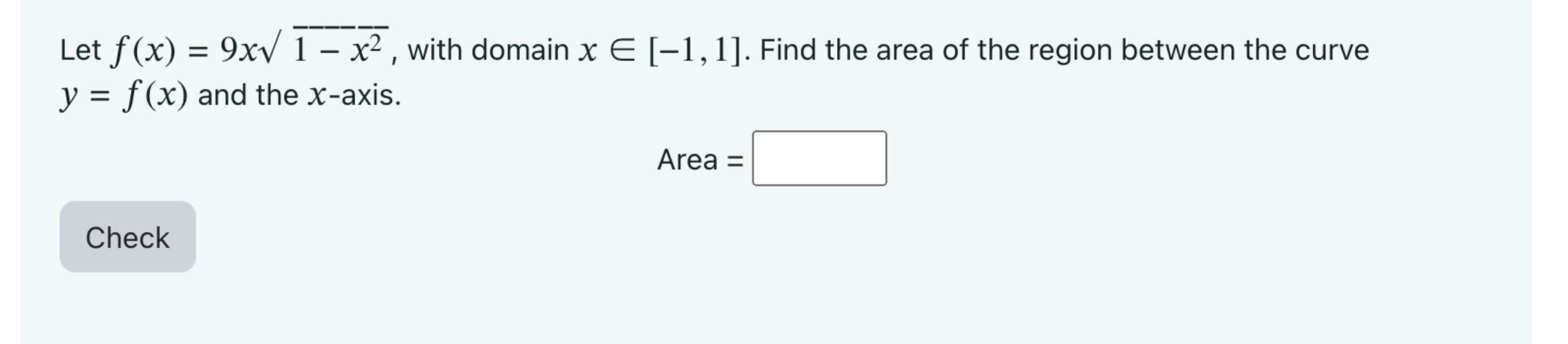 Solved Let f(x)=9x1-x22, ﻿with domain xin[-1,1]. ﻿Find the | Chegg.com