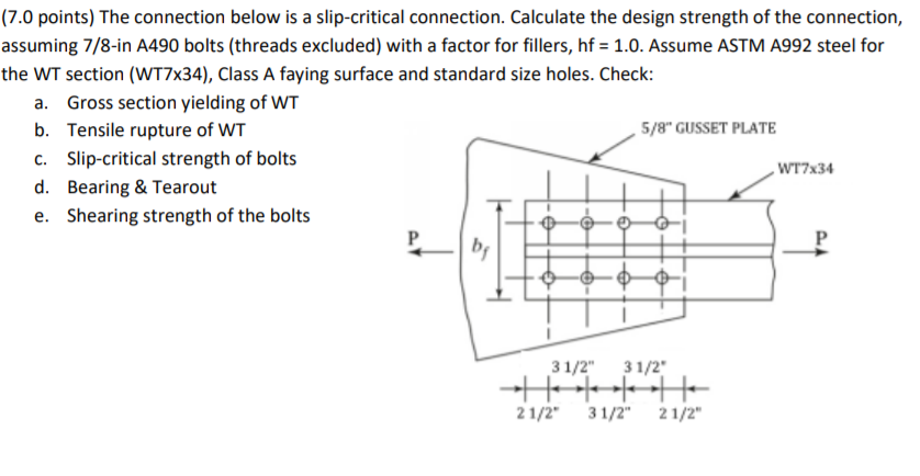 Solved (7.0 points) The connection below is a slip-critical | Chegg.com