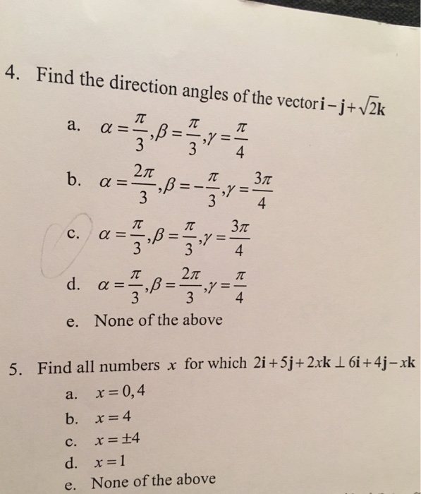 Solved Find the direction angles of the vector i - j + | Chegg.com