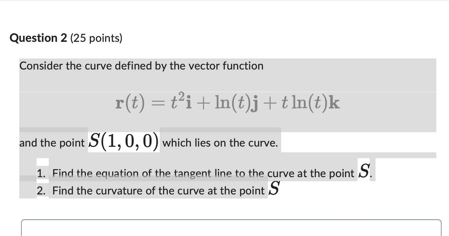 Solved Consider the curve defined by the vector function | Chegg.com