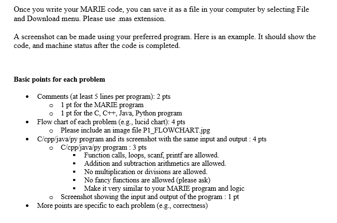 Solved I need help writing this into a MARIE program, and | Chegg.com