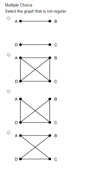 Solved Multiple Choice Select the graph that is not regular | Chegg.com