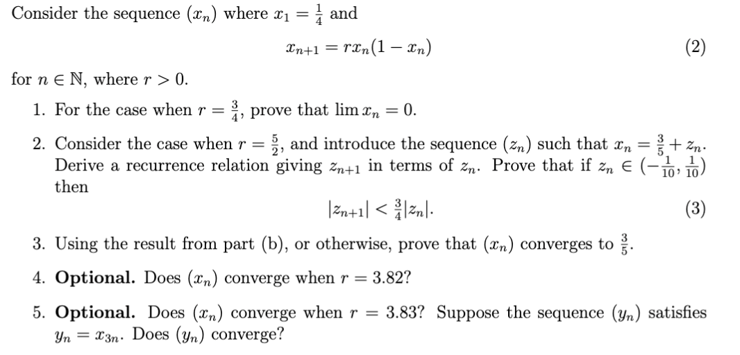 Solved Consider the sequence (xn) where x1=41 and | Chegg.com