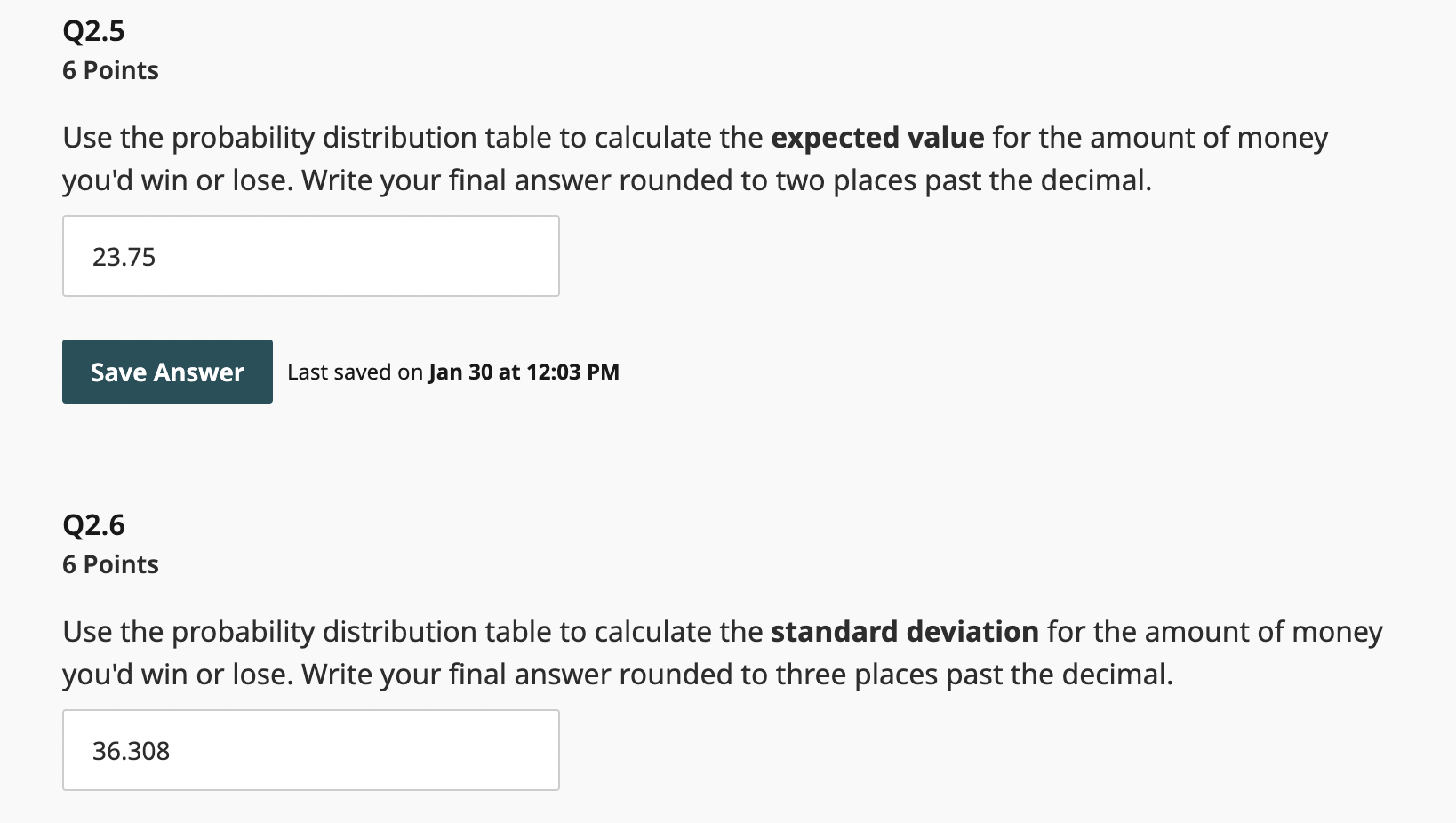 Solved Q2.56 ﻿PointsUse the probability distribution table | Chegg.com