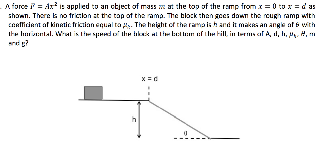 Solved = . A force F = Ax? is applied to an object of mass m | Chegg.com