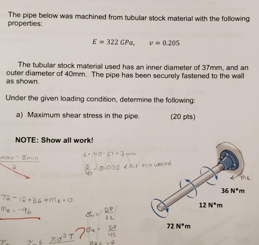 Solved The pipe below was machined from tubular stock | Chegg.com