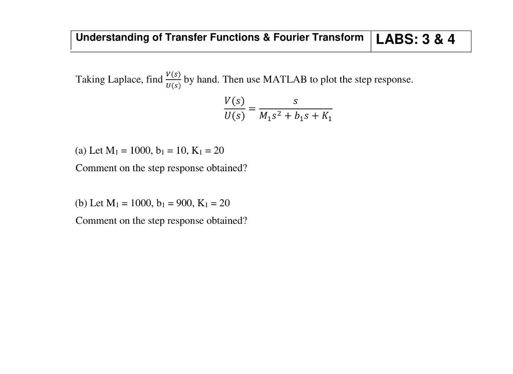 Understanding of Transfer Functions & Fourier | Chegg.com