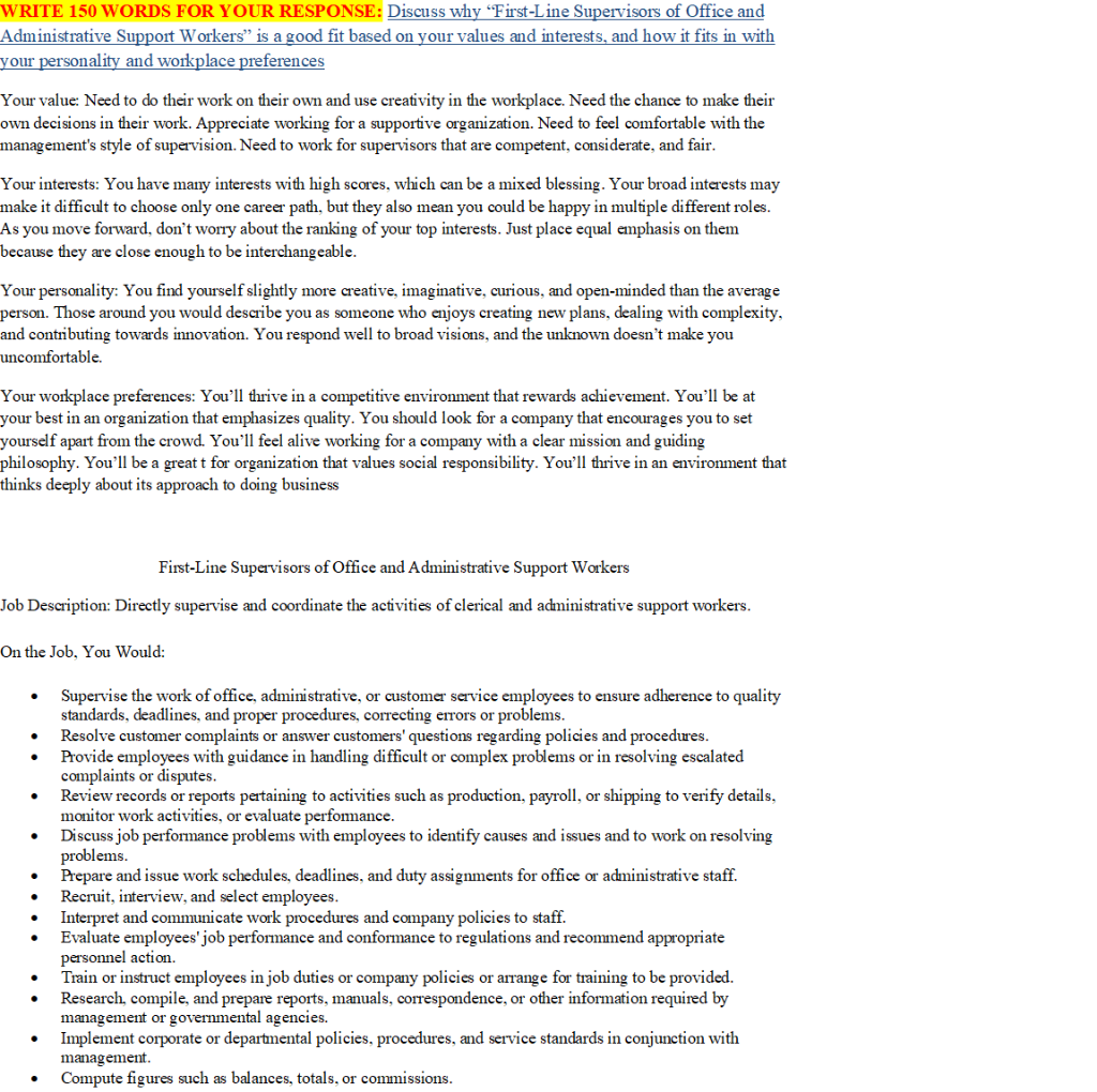 Solved WRITE 150 WORDS FOR YOUR RESPONSE: Discuss why | Chegg.com