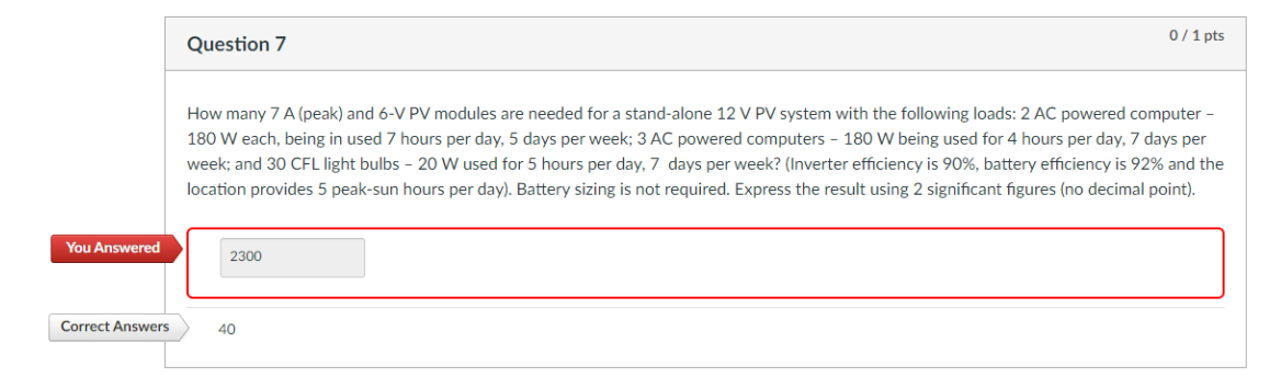 Solved How many 7 A (peak) and 6-V PV modules are needed for | Chegg.com