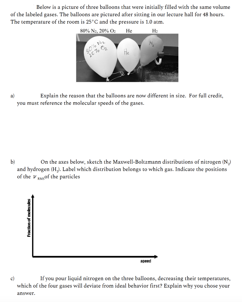 Solved Below is a picture of three balloons that were | Chegg.com