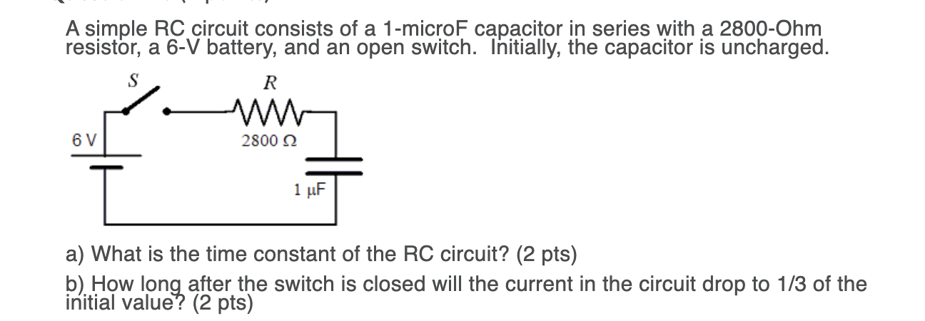 Solved A simple RC circuit consists of a 1-microF capacitor | Chegg.com
