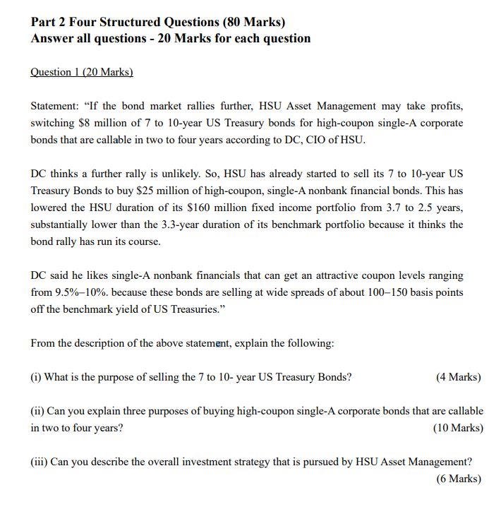 Part 2 Four Structured Questions (80 Marks) Answer | Chegg.com
