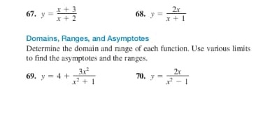 Solved 2x 67. I+2 68. Domains, Ranges, and Asymptotes | Chegg.com