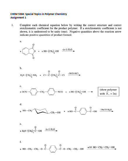 Solved Assignment 1 1. Complete each chemical equation below | Chegg.com