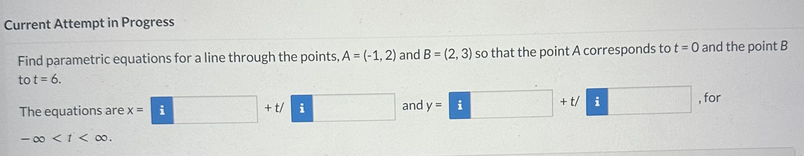 Solved Current Attempt in ProgressFind parametric equations | Chegg.com
