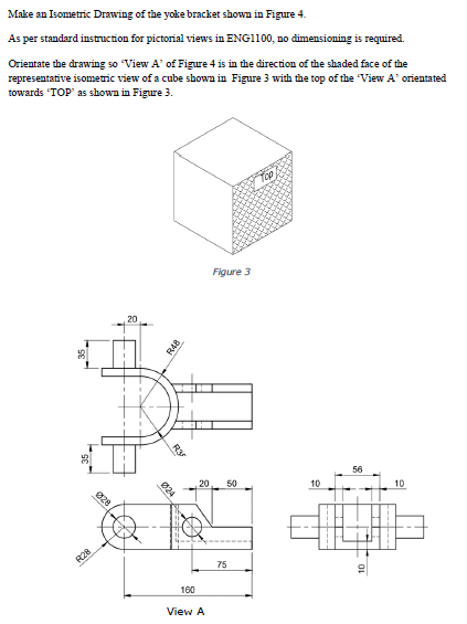 Make an Isometric Drawing of the yoke bracket shown | Chegg.com