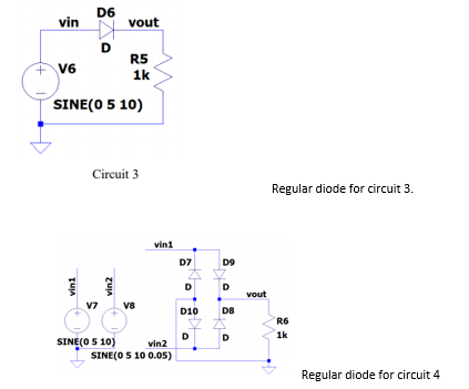 Solved D6 vin vout D V6 R5 1k SINE(0 5 10) Circuit 3 Regular | Chegg.com