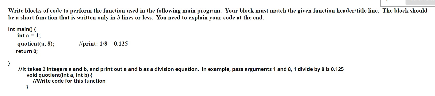 Solved Write blocks of code to perform the function used in | Chegg.com