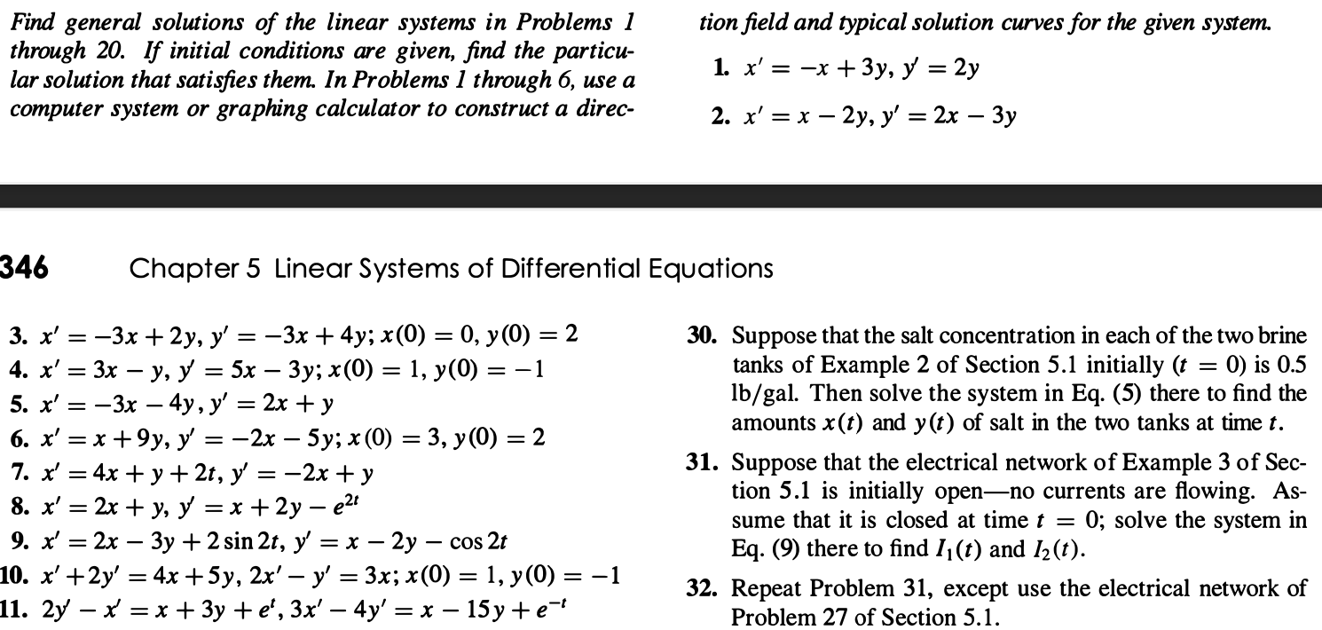Solved Find general solutions of the linear systems in | Chegg.com